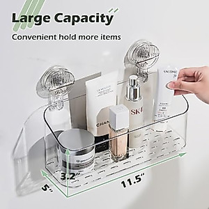 DEEIF Clear Shower Caddy Suction Cup Storage Basket for Bathroom