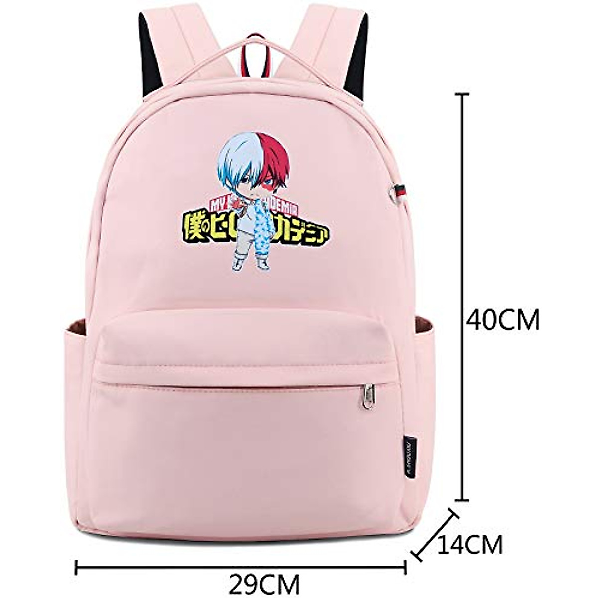 Roffatide Anime My Hero Academia Todoroki Shoto Backpack Lightweight Nylon Backpack Printed Schoolbag Daypack Pink