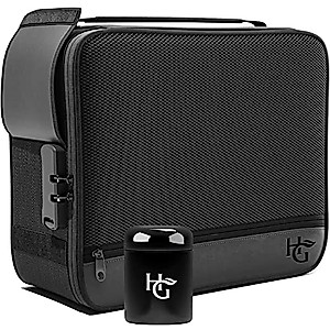 Herb Guard XL Smell Proof Bag & Stash Box with Combo Lock (Case Holds Up to 5 Ounces) - Includes YKK Zippers, 250ml / Half oz Smell Proof Jar, Built in Tray & Travel Bags (Black)