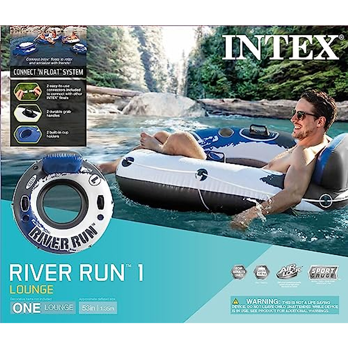 Intex River Run 53” Red Inflatable Tube (2 Pack) & Blue Inflatable Tube (2 Pack)