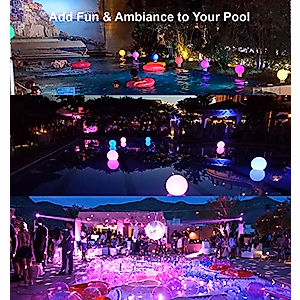 TOVEENEN Floating Pool Lights Wireless Charging 8 Inch LED Light Ball, Waterproof Rechargeable Floating Lights for Pool, Long Battery Life 20 Color Modes