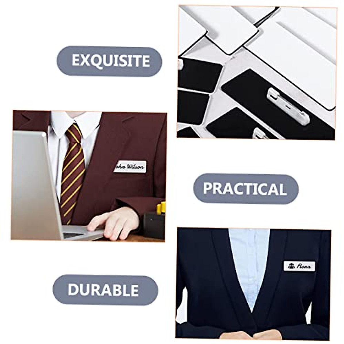 STOBOK 96 Pcs Office Gifts Gifts Office Magnets nametags Labels Name tag pin Custom Name Badge Stocking Name Tags Wood self Made Reel Crafting Supplies LED Name Card Metal