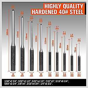 9 Pieces Roll Pin Punch Set, HORUSDY Removing Repair Tool with Holder for Automotive, Watch Repair,Jewelry and Craft