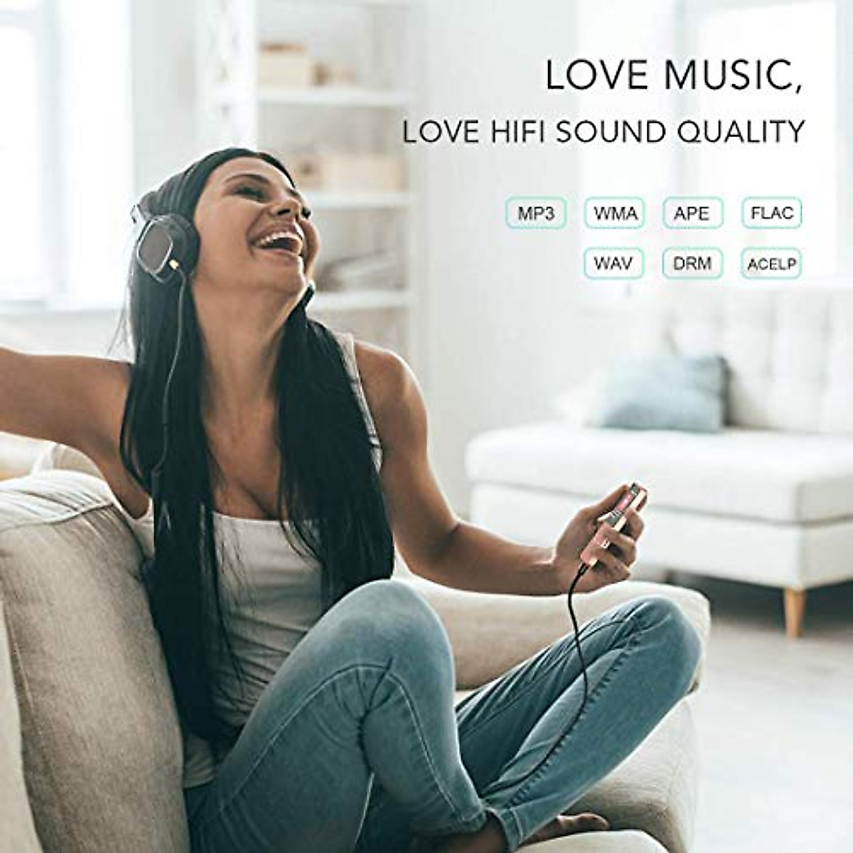 AGPTEK A02 MP3 Player with Bluetooth 5.3, 1.8 inch Screen Portable Music Player with Speaker, FM Radio, Voice Recorder, Supports Expanded Up to 128GB(Rose Gold, 8GB)