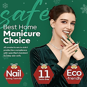 modelones Christmas Nail Polish Set 6 Colors, Winter Sparkle Dark Green Red Glitter Silver Champagne Rose Gold Shades Nail Polish Kit Fall Manicure DIY Nail Art Salon Home Gift For Women