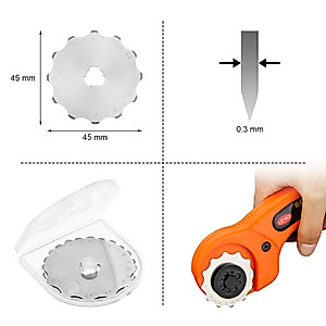 2 Pieces 45 mm Perforating Rotary Replacement Blades 45 mm Rotary Cutter Blades with Plastic Box for Crochet Edge Cutting Crafting Sewing Leather Paper Cardstock