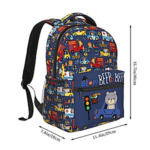 DAATUANG Cartoon Backpacks Car Backpack Zoo Animals Travel Backpack Blue Cute Backpack Durable Cars Back Pack Bear Back Packs Lion Simple Modern Bookbag Funny Backpack Trendy Bookbags Monkey Backpack