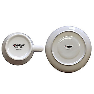 Cuisinox White Porcelain Espresso Cups and Saucers Set, 2 oz., Set of 6