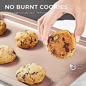 HONGBAKE Cookie Sheets, Baking Sheet Set, Nonstick Oven Pan with Wider Grips, 3 Pack Half/Jelly Roll/Quarter Baking Tray, Premium & Dishwasher Safe