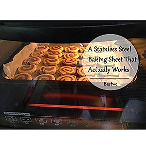 Baking Sheets Set of 5, Bastwe Stainless Steel Baking Pan Tray Cookie Sheet, Size 10 x 8 x 1 inch, Non Toxic & Healthy, Rust Free & Easy Clean