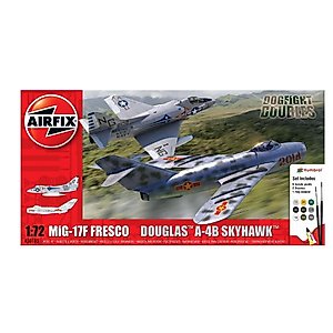Airfix Dogfight Doubles Mig 17 & Douglas Skyhawk 1:72 Vietnam War Military Aviation Plastic Model Kit Gift Set A50185, Small