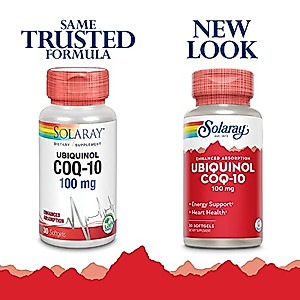 SOLARAY Ubiquinol CoQ-10 100 mg, Enhanced Absorption, Healthy Heart Function & Cellular Energy Support, 30 Softgels