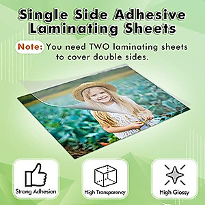 Koala Self Adhesive Laminating Sheets - 9 x 12 Inch Self Laminating Sheets, No Machine Needed Clear Self Sealing Laminate Sheets for Stickers, Photos - 5 Sheets