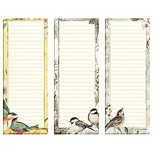 Current Seasonal Birds Magnetic Notepad Set – Set of 12 Mini Memo Pads, 12 Designs, 30-Sheet Pads, 2½ x 6½ Inches, Shopping List, To-Do Notes, Printed in The USA