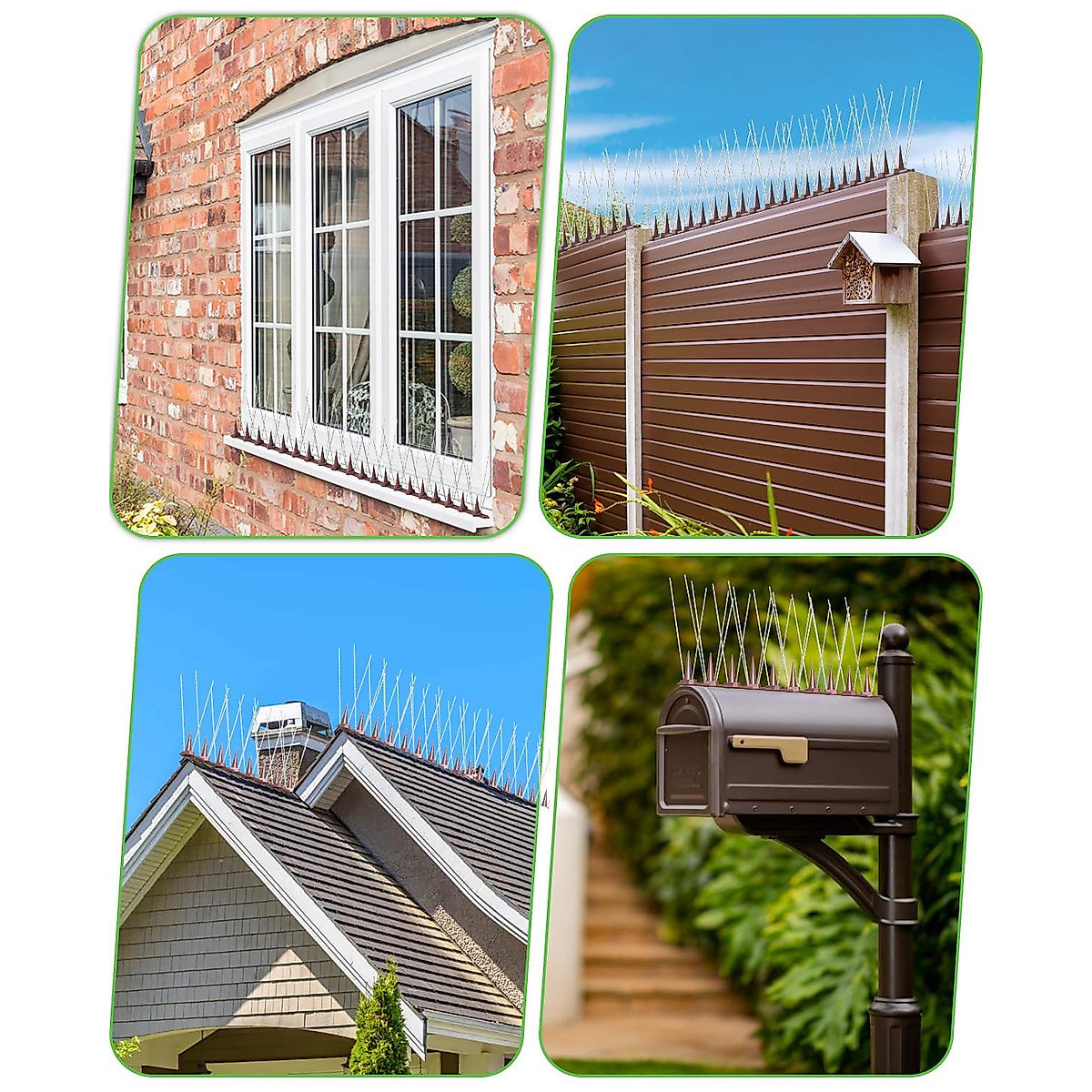 CIIC Bird Spikes, 16 Pack Stainless Steel Anti Bird Spikes, Bird Deterrents for Outside Pigeon Spikes, Bird Repellent Devices for Garden Fence Wall Coverage 16.4 Feet