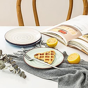 Selamica Ceramic 10 inch Dinner Plates, Large Dessert Salad Plates, Porcelain Serving Plate for Appetizer, Pancakes, Steak, Set of 6, Black Speckles, Gradient Color