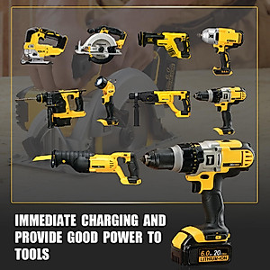 ycmcover 2Pack 20V Replacement for DeWalt 20V Max Battery Compatible with Dewalt 20 Volt Battery 6.0Ah DCB200 DCB201 DCB203 DCB204 DCB206 DCD DCF DCG Series Cordless Power Tools