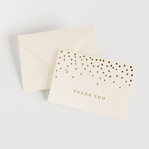 50 PCS Thank You Cards with Gold Foil Dots, 3.5" x 5", Thank You Notes, Ivory Thank You Cards With Envelopes for Wedding, Business, Baby Shower, Small Business, Funeral, Graduation.