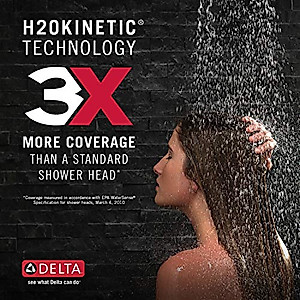 Delta Faucet Ara 14 Series Single-Function Tub and Shower Trim Kit with Single-Spray H2Okinetic Shower Head, Matte Black T14467-BL (Valve Not Included)
