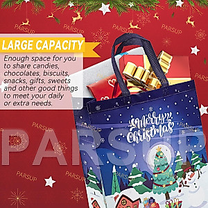 PARSUP 8PCS Large Christmas Gift Bags, Tote Bags with Handles, Christmas Treat Bags, Multifunctional Non-Woven Christmas Bags for Gifts Wrapping Shopping, Xmas Party Supplies, 15"×13.8"×5.9"