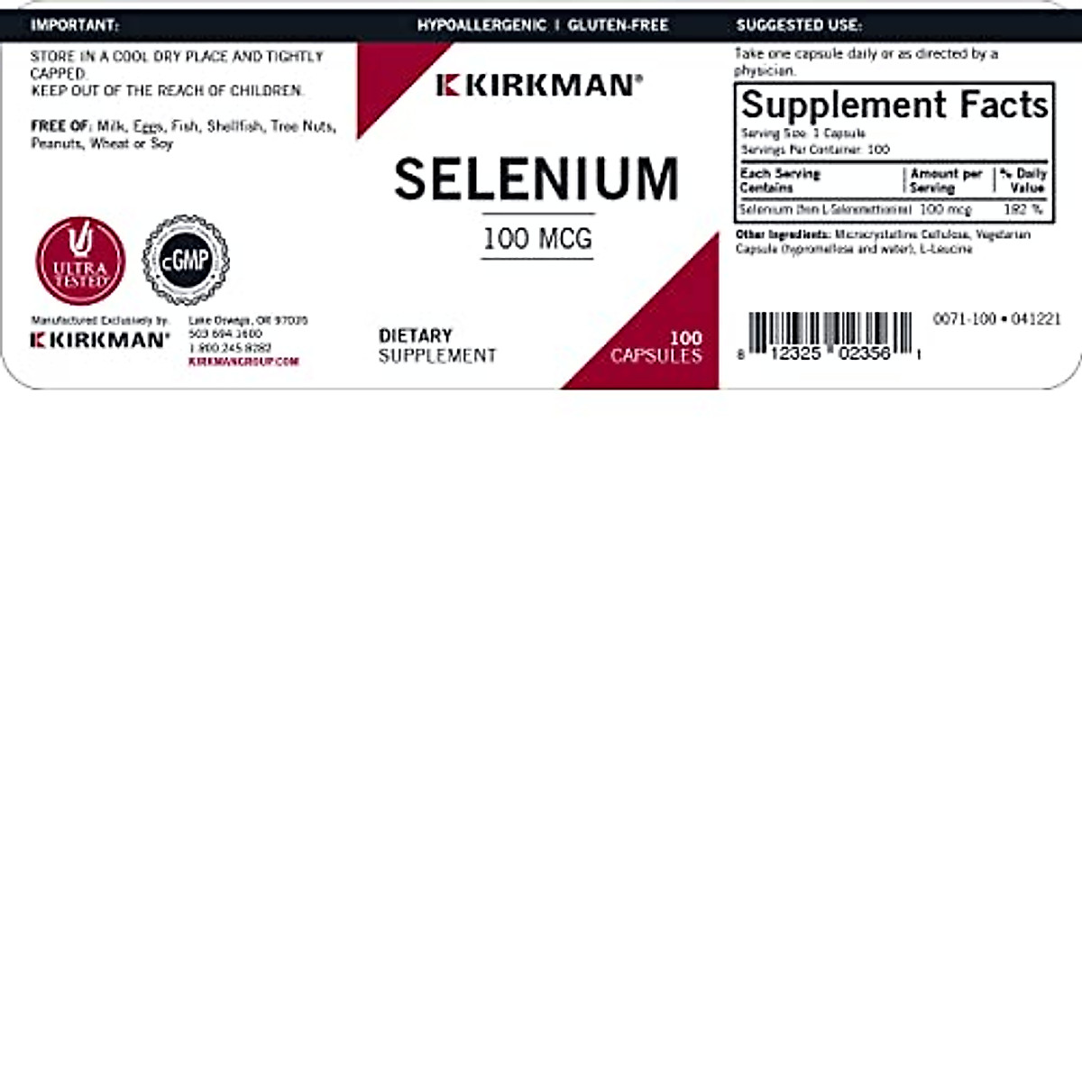 Selenium 100 mcg Capsules - Hypo - 100 ct.