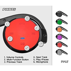 Pyle Home PHBT5B Stereo Bluetooth Streaming Wireless Headphones with Call Answering and Built-In Microphone, Black