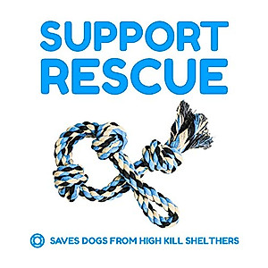 XL Dog Rope Toy For Aggressive Chewers - Benefits Non-Profit Dog Rescue - Extra Large Dog Rope Toy For Large Dogs - Large Dog Tug Of War Toy - Nearly Indestructible Toys (Blue)