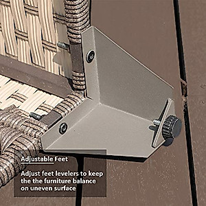 SUNSITT Outdoor Wicker Loveseat Patio Furniture with Grey Cushions, Sofa Cover & 2 Throw Pillows Included, Grey Brown PE Wicker