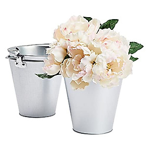 3 Pack Galvanized Metal Ice Buckets for Parties, 7 Inch Tin Pails with Handles for Beer, Wine, Champagne, Home Decor, Table Centerpieces, Wedding Decorations, (100 Oz)
