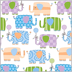 Baby Elephant Gift Wrap Flat Sheet 24" X 6'