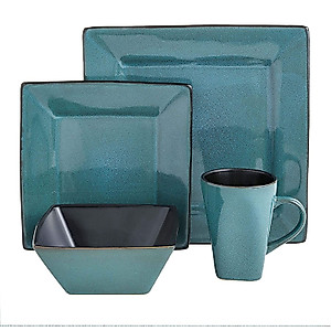 Gibson Elite Kiesling 16 Piece Dinnerware Set, Turquoise