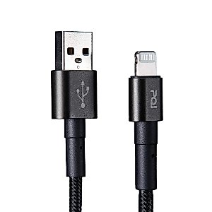 PQI MFi Certified Apple iPhone Charger Cable - Nylon Braided USB to Lightning Cable - 3.3ft (100cm) Stellar Black Charging Cord - Compatible with Apple iPhone 12 Pro Max, 11, and More