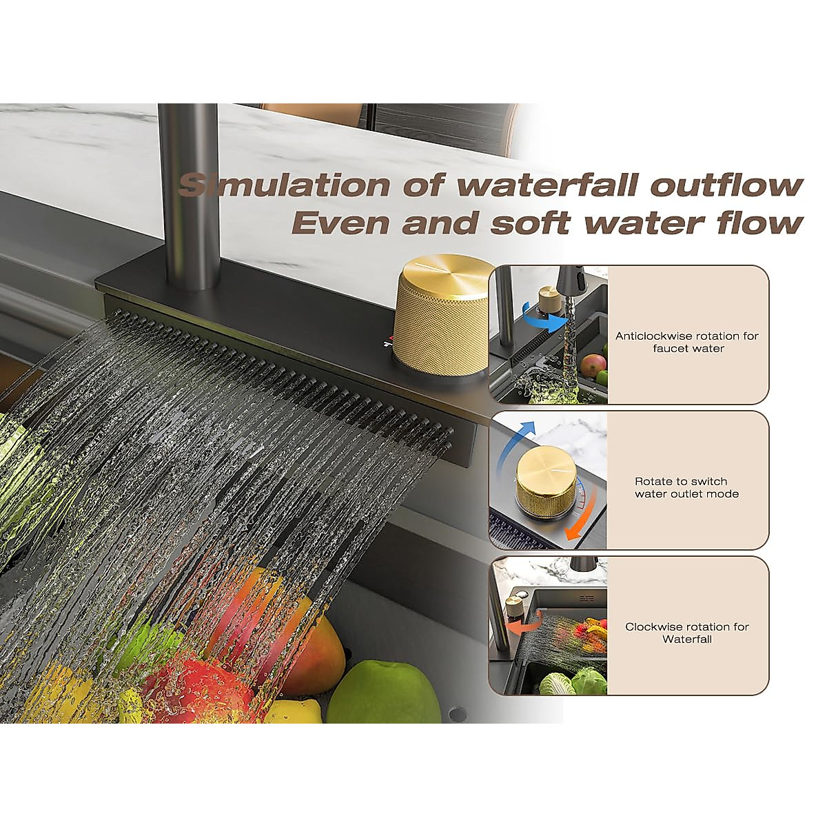 MEJE 30.75x17 Inch Black 11 Gauge 304 Stainless Steel Kitchen Sink, 60/40 Double Bowl Kitchen Sink, Nano Coating, Anthracite Black Color