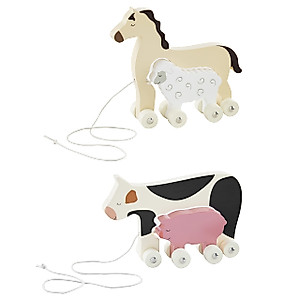 Mud Pie Children's Farm Pull Toy, Horse & Sheep