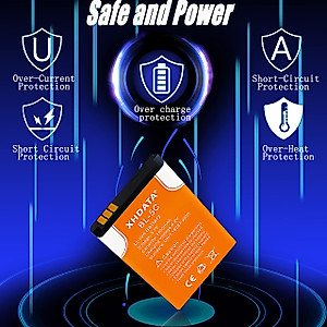 XHDATA BL-5C Battery 3.7V 1500mAh Rechargeable Battery Large Capacity for Radio for Home with Current Protection (2 Pieces)