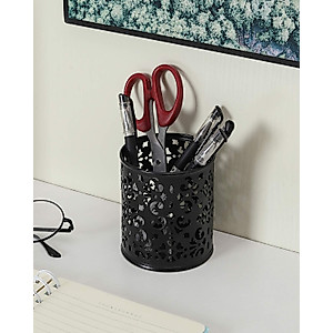 EasyPAG Metal 2-Piece Pen Holder Set Desk Accessories & Workspace Organizers for Classroom, School & Office,Black