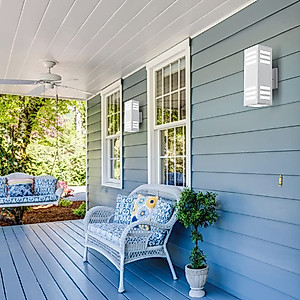 harriet Outdoor Wall Lights, Modern Outdoor Wall Sconces Aluminum Waterproof, 13" Rectangular Porch Light Up and Down Lighting for Outdoor Wall Mount, White