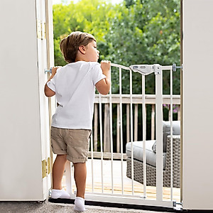 InnoTruth 29-39.6" Baby Gate for Pets, Auto Close Both Sides Dog Gate with One-Hand Opening, 30" Tall Safety Gates for Stairs, Hallways, Bedrooms, Wall Pressure Mount No Drill, White