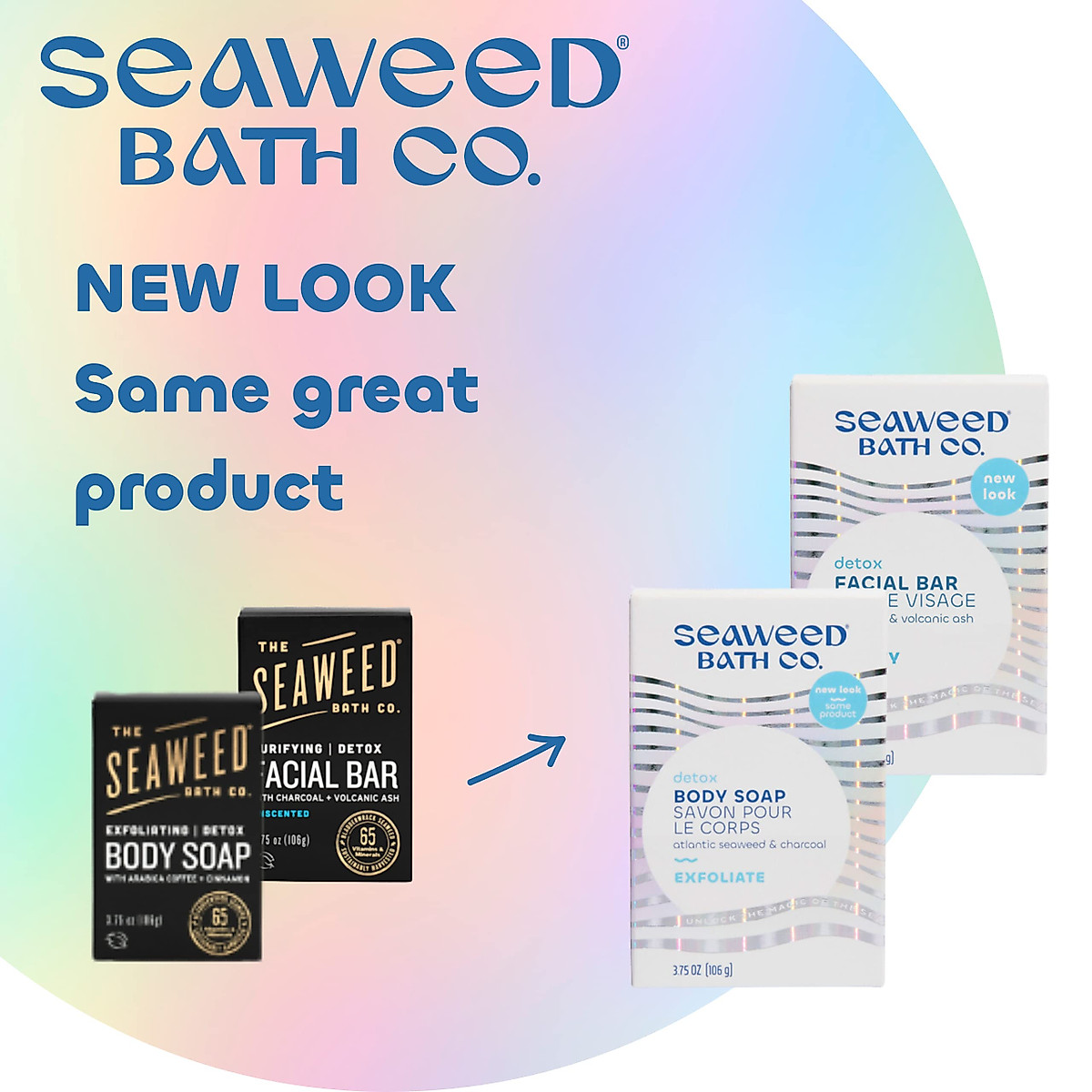 Seaweed Bath Co. Detox Body and Facial Bar Soap Duo, 3.75 Ounce (Pack of 2), Sustainably Harvested Seaweed, Charcoal, Volcanic Ash