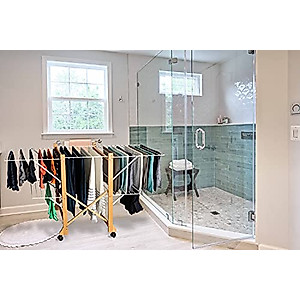 Scandinaf Foldable Clothes Drying Rack | Collapsible Drying Racks for Laundry | Extra Large and Heavy Duty Clothing Drying Rack with Iron Wires and Wooden Legs and 2 Levels with 91 Ft Drying Area