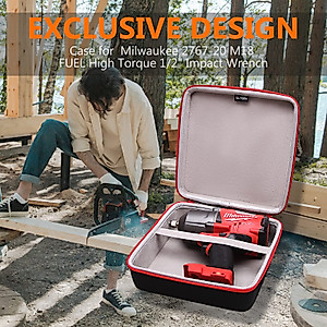 LTGEM Hard Carrying Case for Milwaukee 2967-20/2962-20/2767-20/2663-20/2960-20 M18 FUEL High Torque 1/2" Impact Wrench(Inside: 8.9"x9.2"x3")
