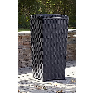 Keter Pacific 33 Gallon Resin Rattan Large Outdoor Trash Can with Lid – Perfect for Backyard Hosting, Patio and Kitchen Use, Brown