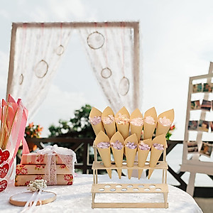 Queekay Cone Holder Ice Cream Cone Holder Stand 11 Holes Food Cone Display Stand Hand Roll Sushi Popcorn Stand for Party Birthday Wedding Buffet Decoration(2 Pieces)