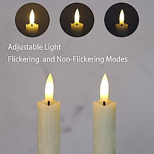 Mavandes Flameless Flickering Taper Candles Two Remote, 7.5 Inch Ivory Battery Operated LED Window Candles Timer,Set of 6 Plastic 3D-Wick Dripping-Wax Effect Flameless Candlesticks(0.86”Dia,Warm Fire)