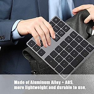 Numeric Keypad, Rechargeable Aluminum Alloy 34 Keys Mini Bluetooth Numpad, Slim External Numpad Keyboard Data Entry Support Windows, iOS, Android System