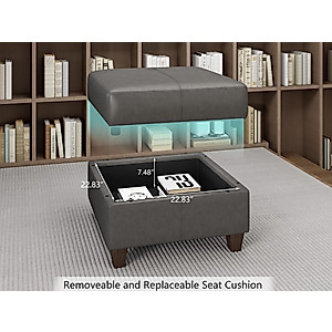 EASE MOOSE Modular Sectional Accent Chair with Storage Seat, Faux Leather Armchair Modern Single Sofa Club Chair for Living Room