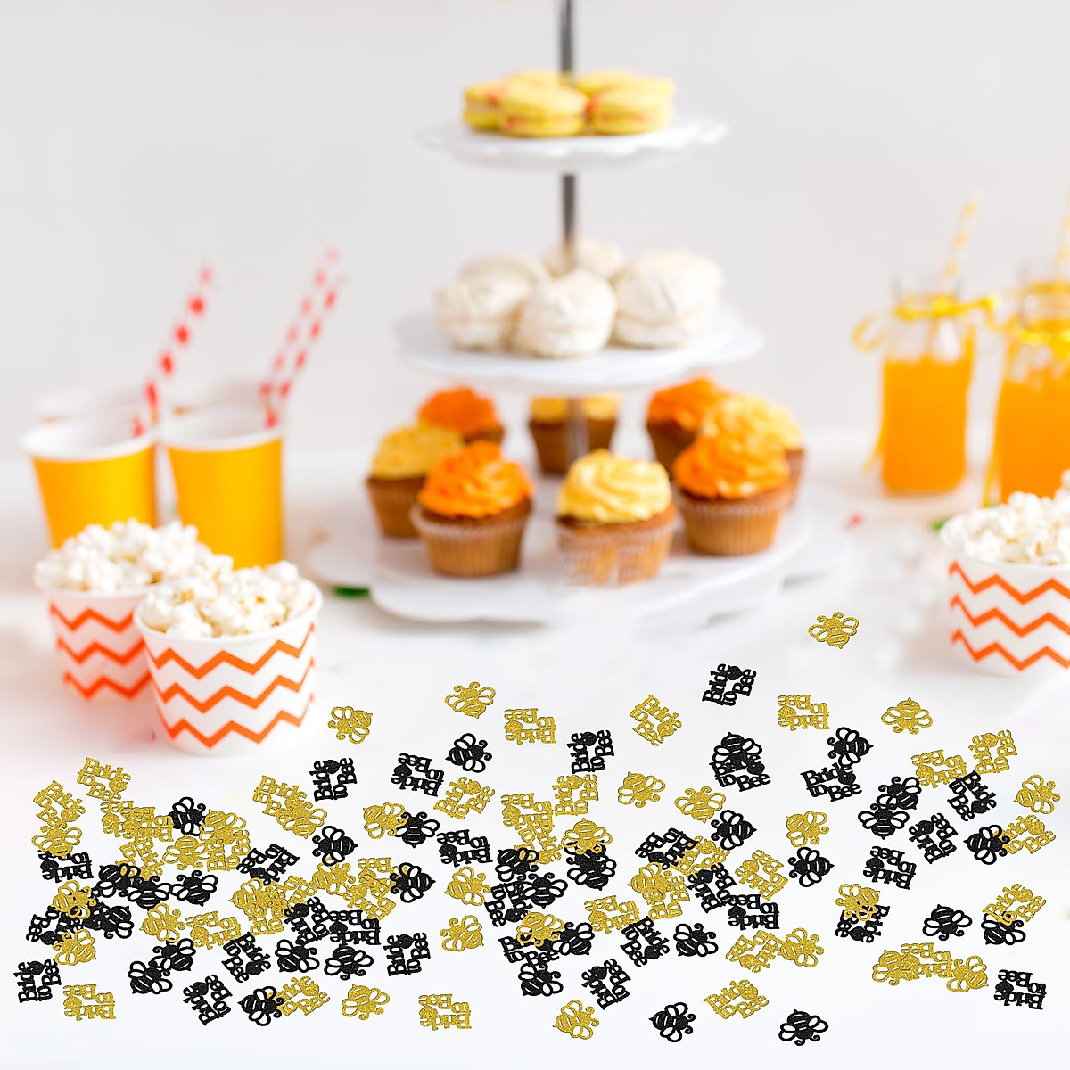 Bride to Bee Confetti Glitter, Bumble Bee Wedding Table Confetti, Bridal Shower, Happy Bee Day Scatter Confetti, Hen Party Table Decorations Confetti, 120pcs