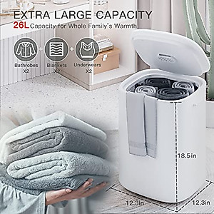 DOACE Towel Warmer Bucket, 26L Large Hot Towel Warmer with LED Display, Heat Timer 20/40/ 60 Min Adjustable, Up to 24 Hour Delay Timer, Fits Up to Two Oversized Towels - PJ, Bathrobe, Black White