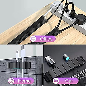 188 PCS Cable Management Kit with Cable Sleeves,Cable Holders,Zip Tie Mounts,Self Adhesive Rolls,Fastening Tapes and Cable Ties,Cord Management for Organizing Desk,TV,Car and Office