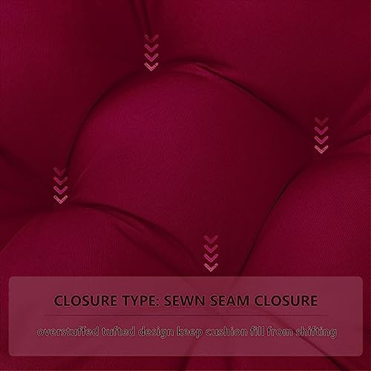 EAIMi Outdoor Chair Cushions - Waterproof Tufted Seat Cushions for Patio Furniture Set of 2 - U Shaped Memory Foam Overstuffed Patio Cushions for Wicker Chair with Round Corner 19"x19"x5", Burgundy